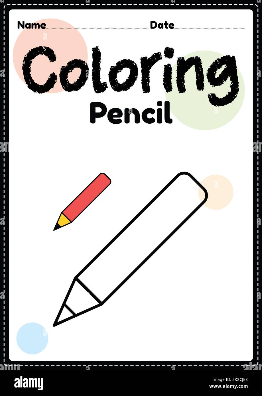 Pencil coloring page picture worksheet for preschool, kindergarten ...