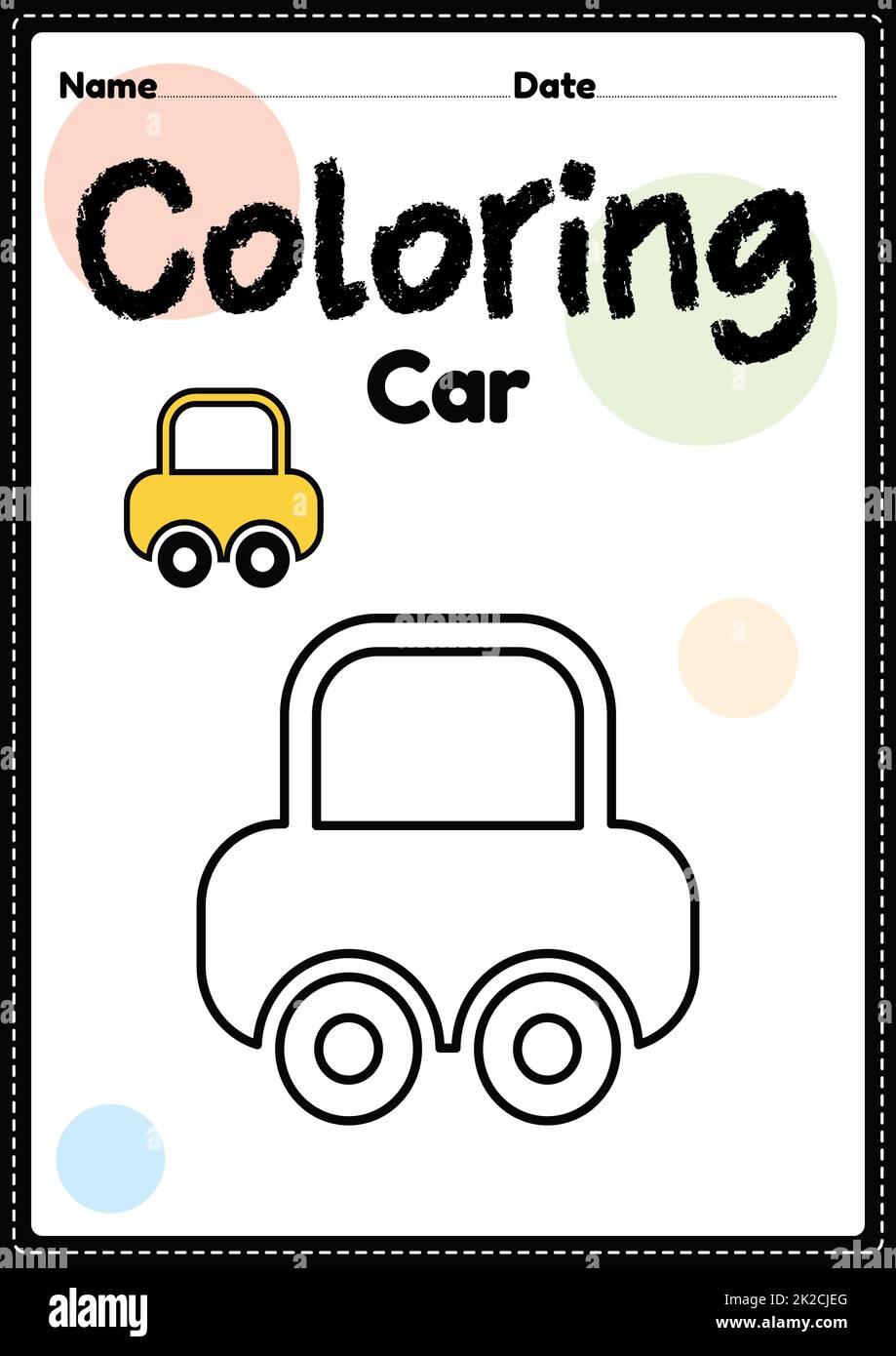 Car coloring page picture worksheet for preschool, kindergarten ...