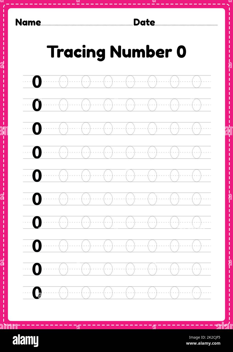 Tracing number 0 worksheet for kindergarten and preschool kids for ...
