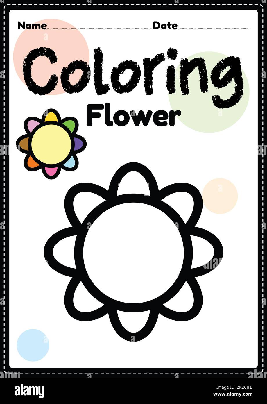 Flower coloring page picture worksheet for preschool, kindergarten ...