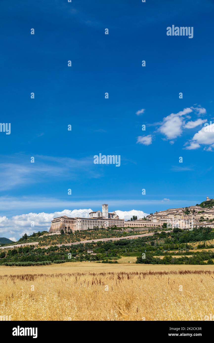Assisi village in Umbria region, Italy. The town is famous for the most ...