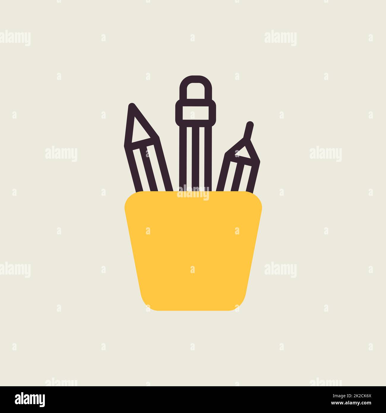 Pencil stand outline isolated icon. Workspace sign Stock Photo - Alamy
