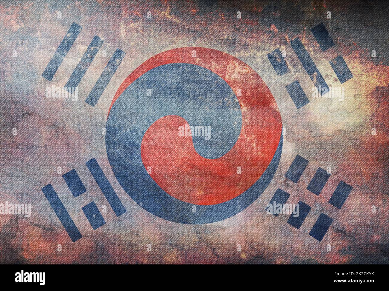 retro flag of Korea 1888 1893, asia with grunge texture. flag ...