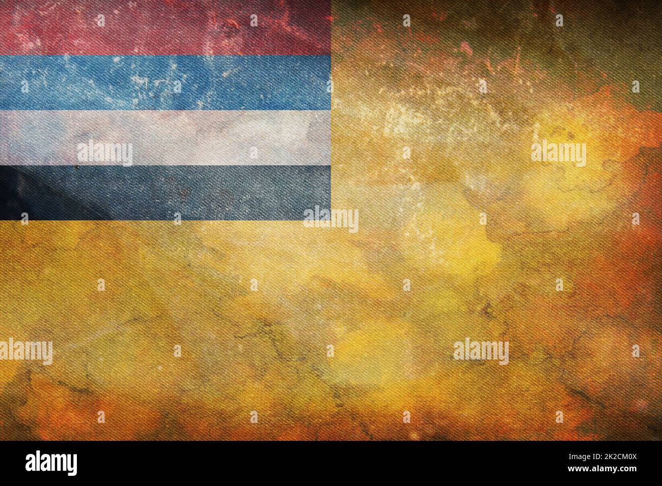 retro flag of Manchukuo, asia with grunge texture. flag representing ...