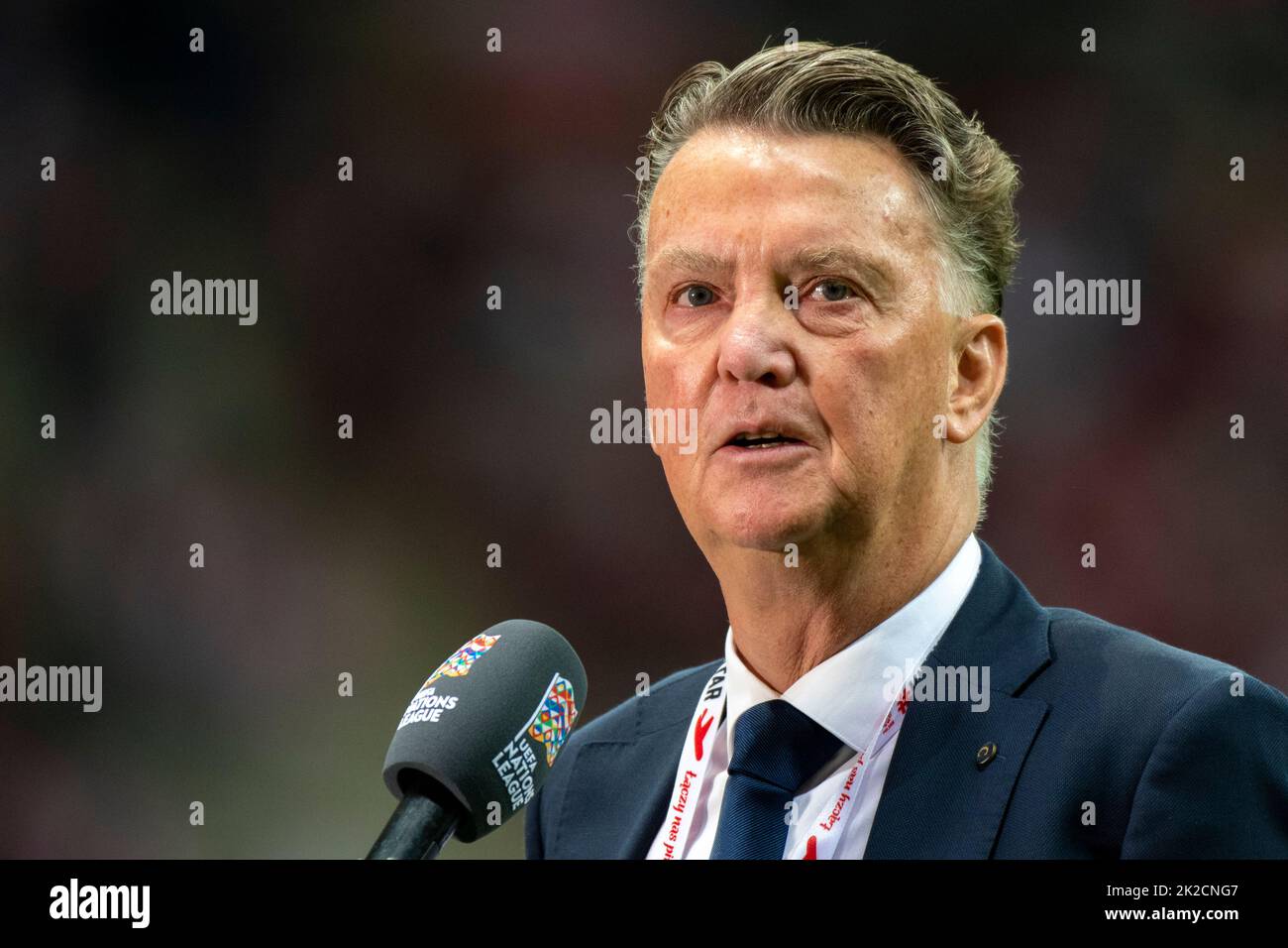 Warsaw, Poland. 22nd Sep, 2022. Dutch coach Louis van Gaal during the ...
