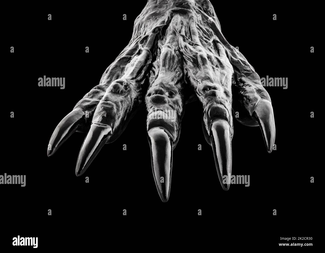 Creepy monster hand isolated on black background with clipping path ...