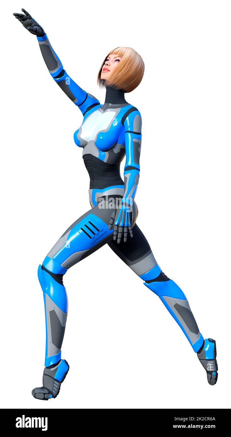 3D Rendering Female Robot on White Stock Photo - Alamy