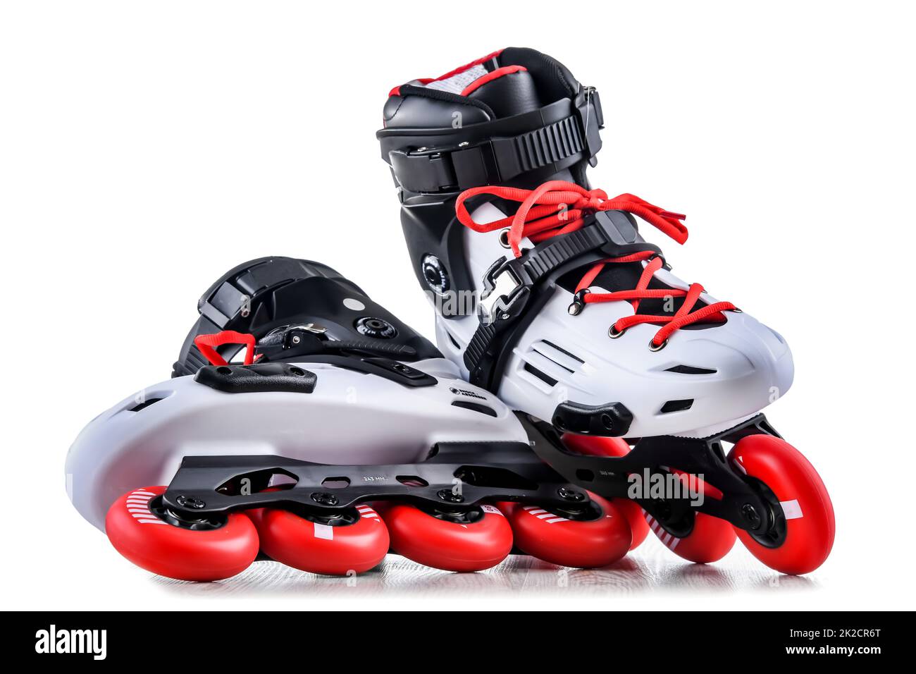 A pair of inline skates isolated on white background Stock Photo - Alamy