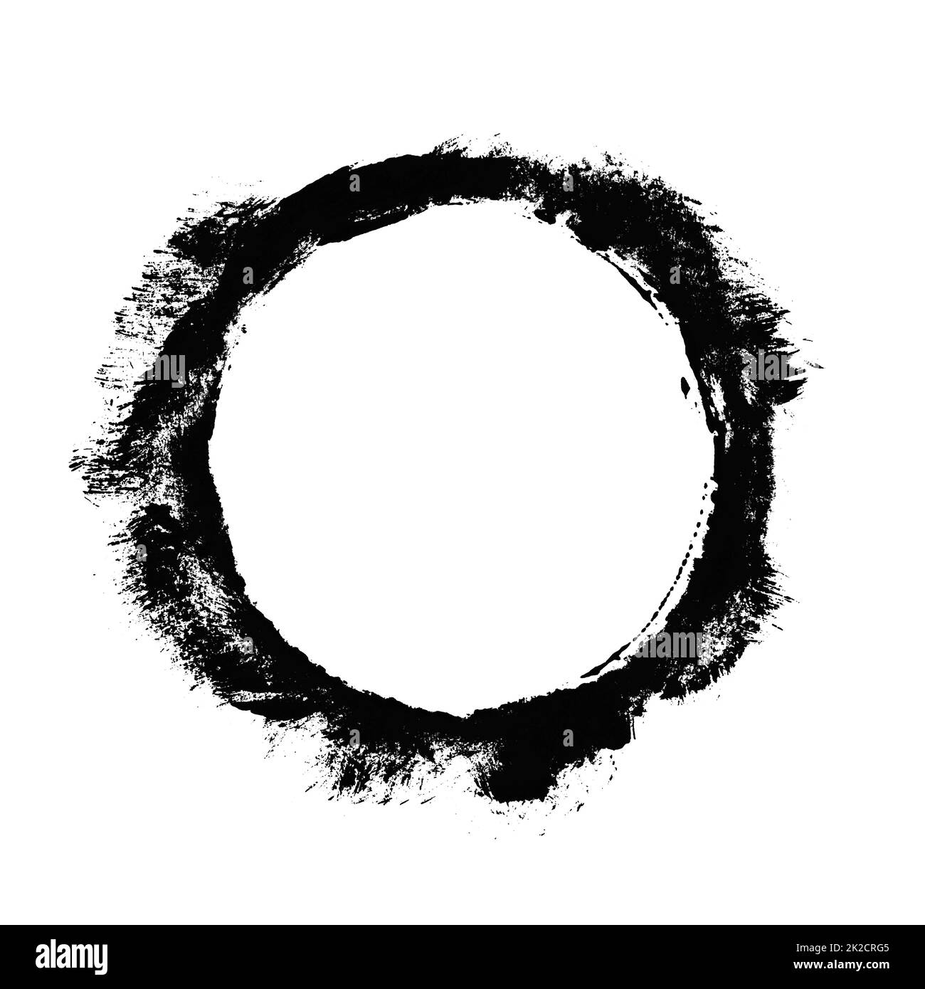 Dirty black paintbrush circle on white background Stock Photo - Alamy