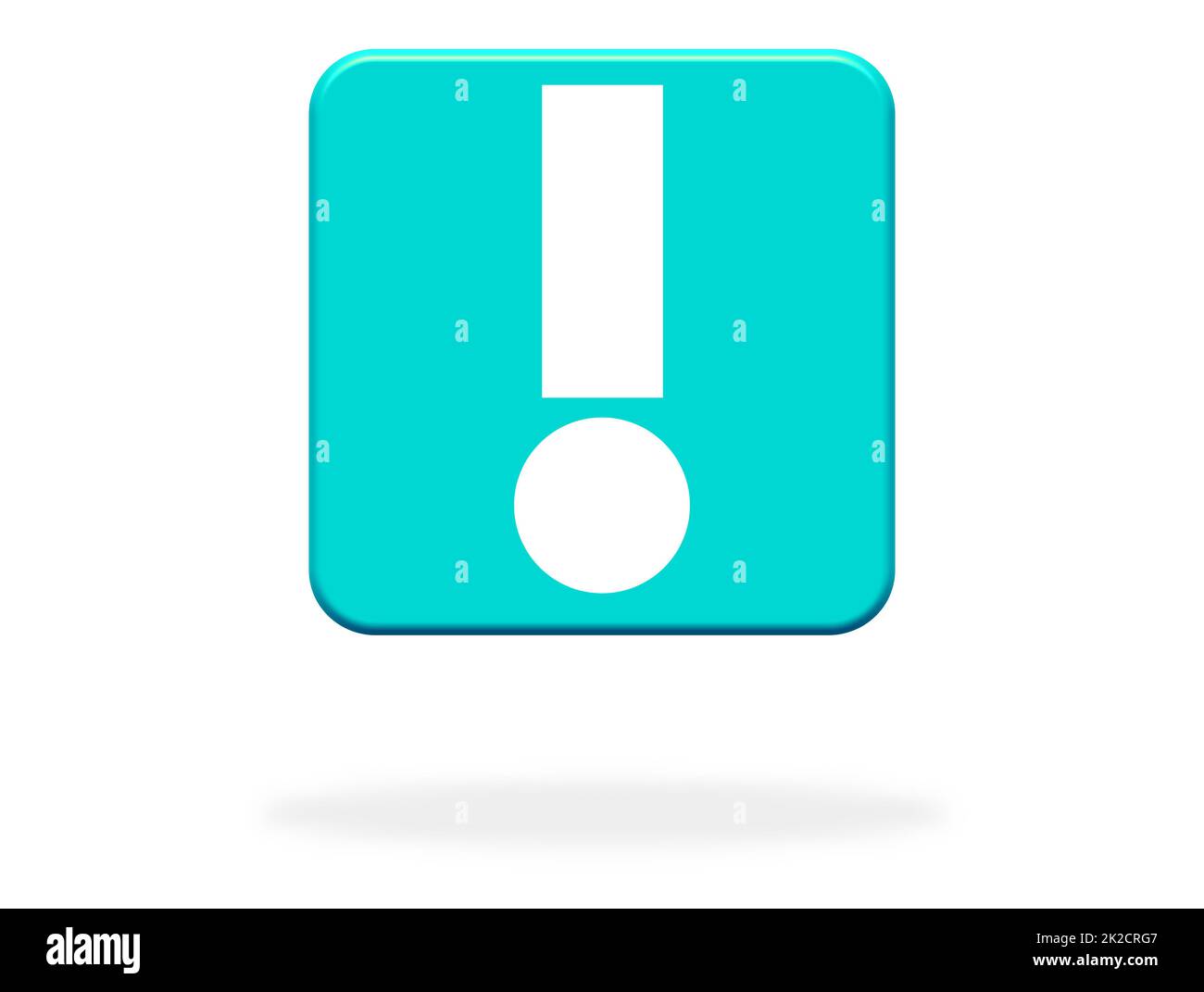 Exclamation Mark icon on light blue Button with shadow Stock Photo - Alamy