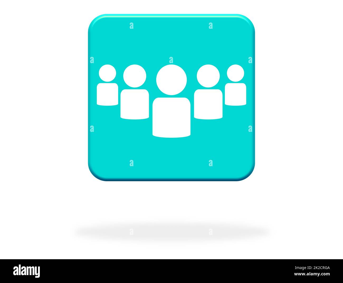 Group of people icon on light blue Button with shadow Stock Photo - Alamy