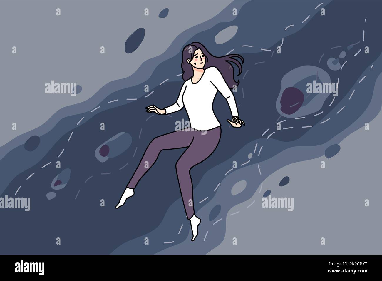 Anxious woman wander through dangerous risky area Stock Photo - Alamy