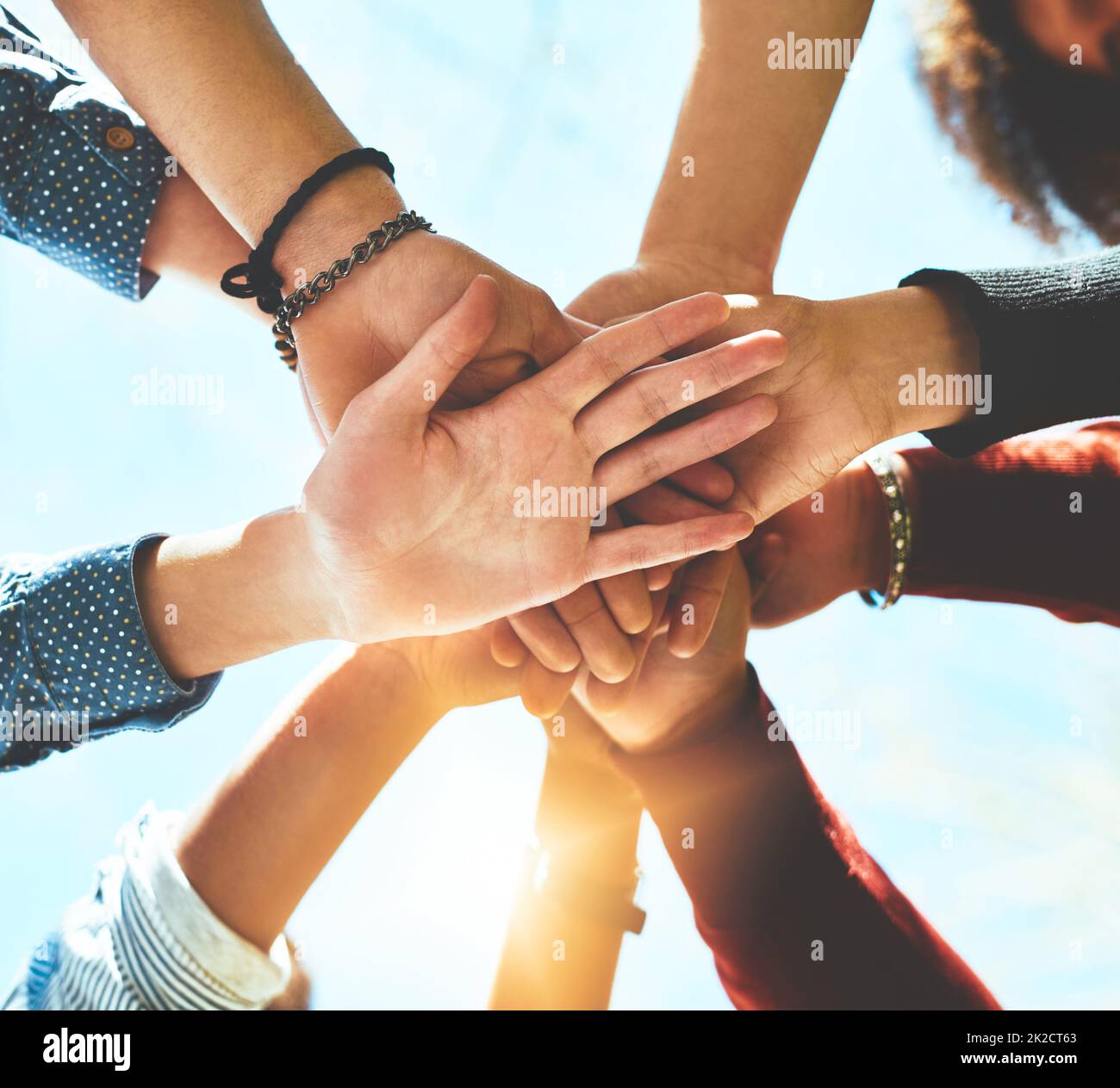 In it to win it. High angle shot of an unrecognizable group of college ...