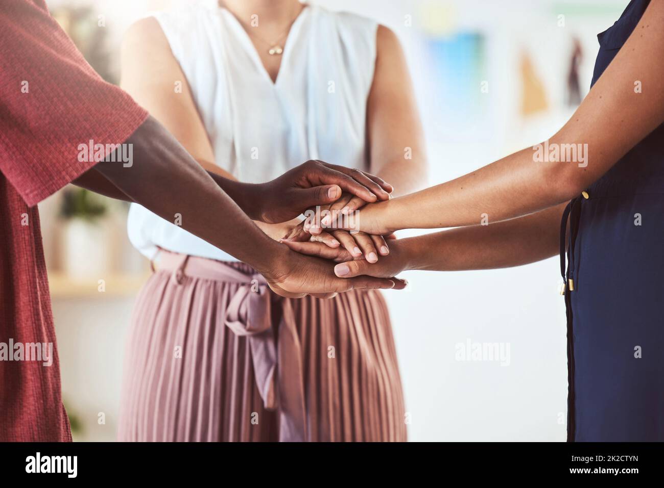 Team building, support and goals with hands of business people standing ...