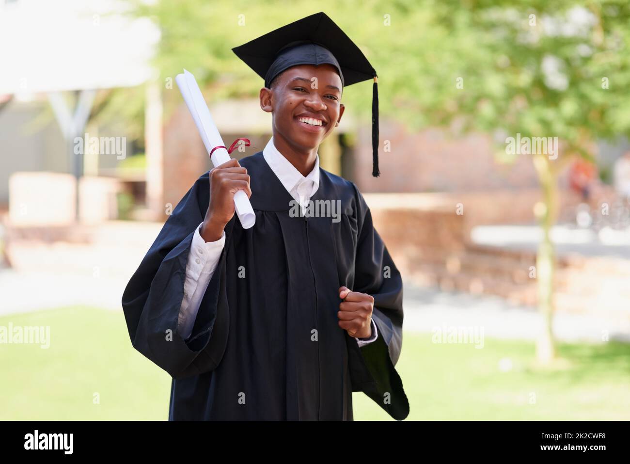Portrait confident student graduation certificate hi-res stock ...
