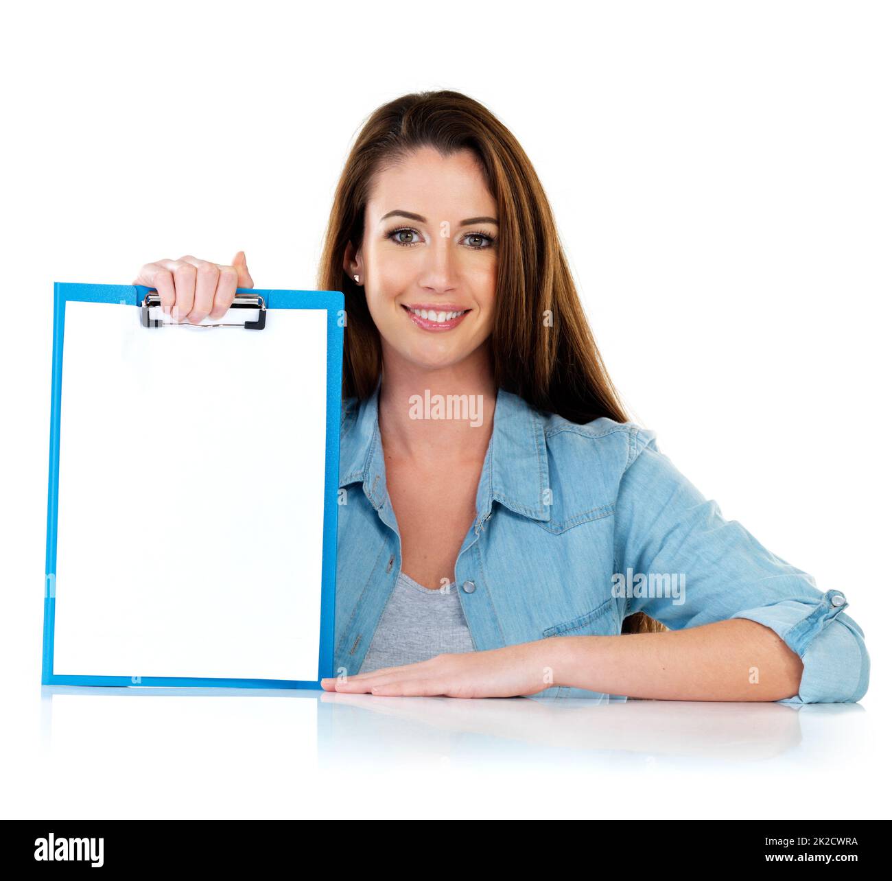 Girl Holding Blank Paper
