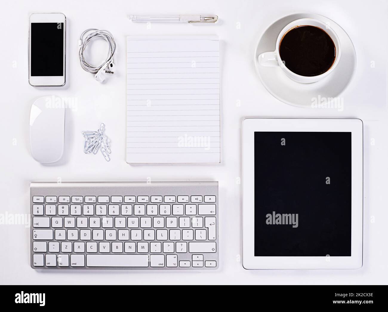 Instruments of productivity. A high angle view of various office ...