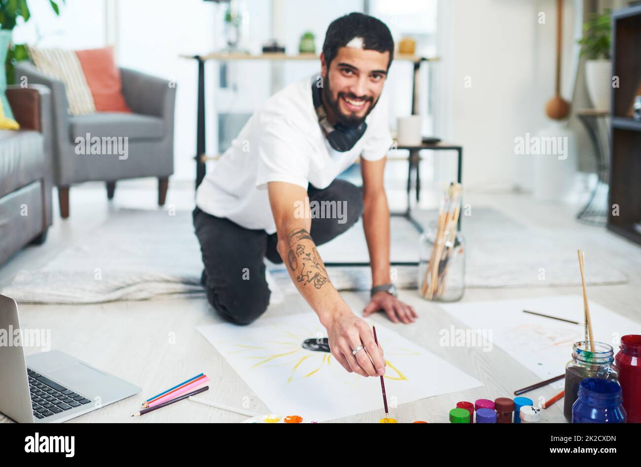 Painting of man sitting hi-res stock photography and images - Alamy