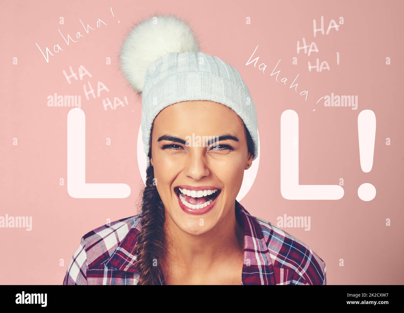 Having a laughing out loud moment. Shot of an attractive young woman ... Having a laughing out loud moment. Shot of an attractive young woman ...