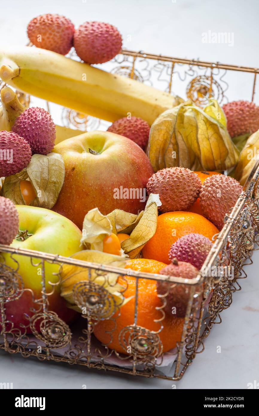 still life of fruit in the basket Stock Photo - Alamy