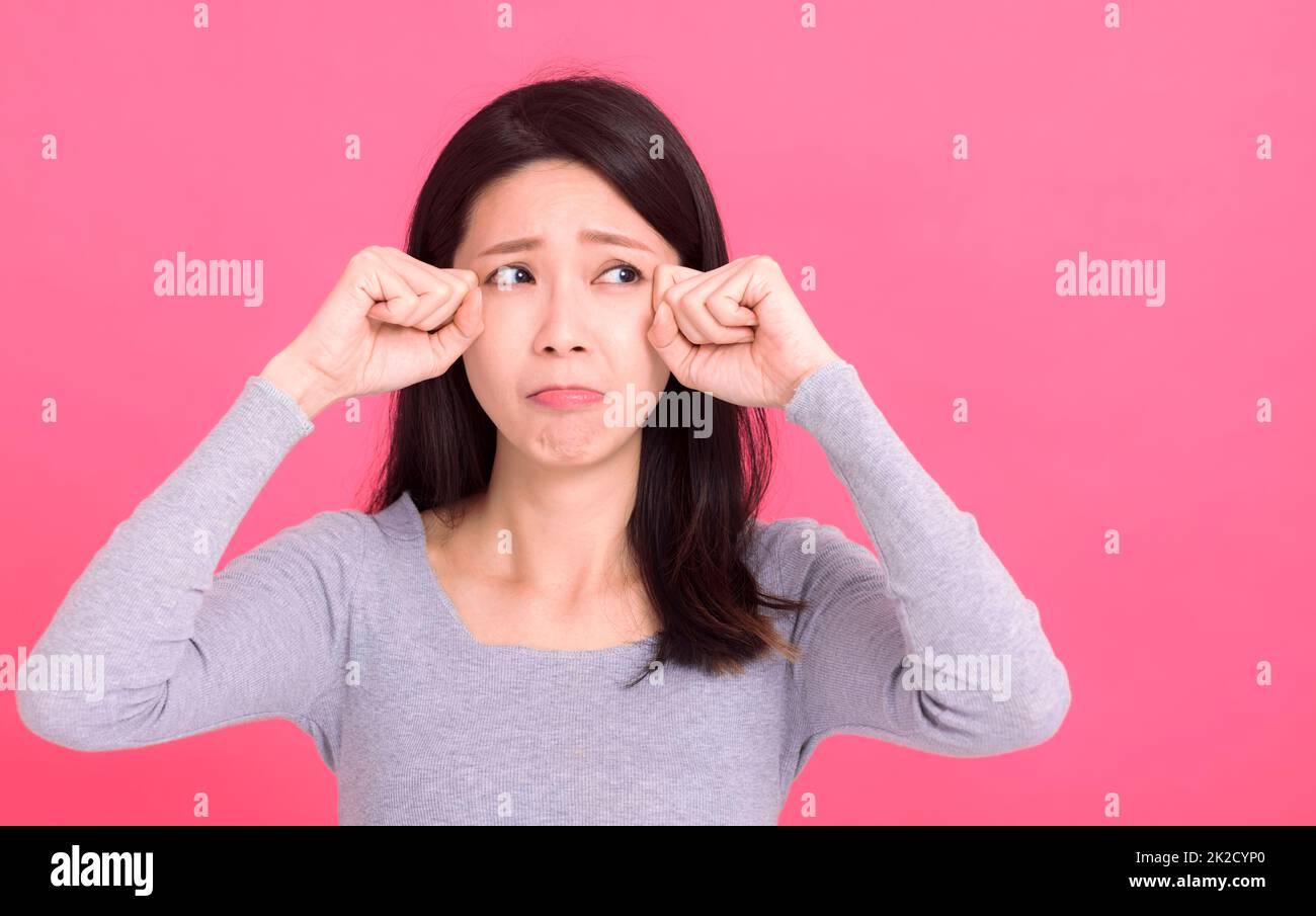 young beautiful sad woman serious and concerned crying Stock Photo - Alamy