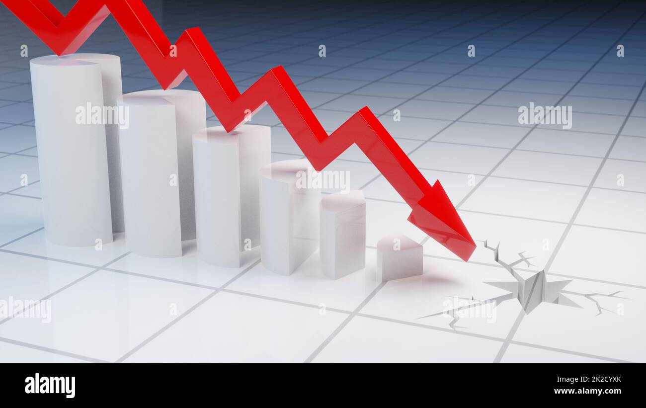 Econimical crisis concept. Spread in the world, economy is down. 3d ...