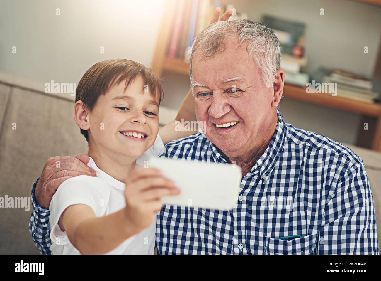 Are you ready, Gramps. Shot of a happy grandfather and his grandson ...