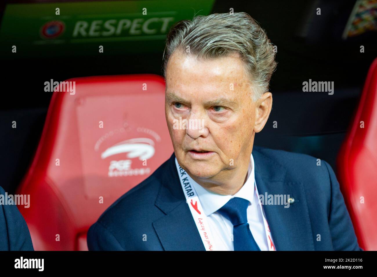 Warsaw, Poland. 23rd Sep, 2022. Dutch coach Louis van Gaal during the ...