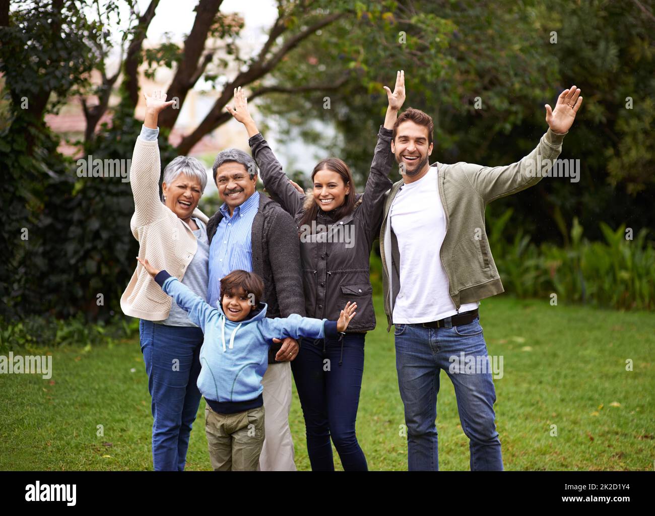 Having fun as a family. Portrait of a multi-generational family having ...