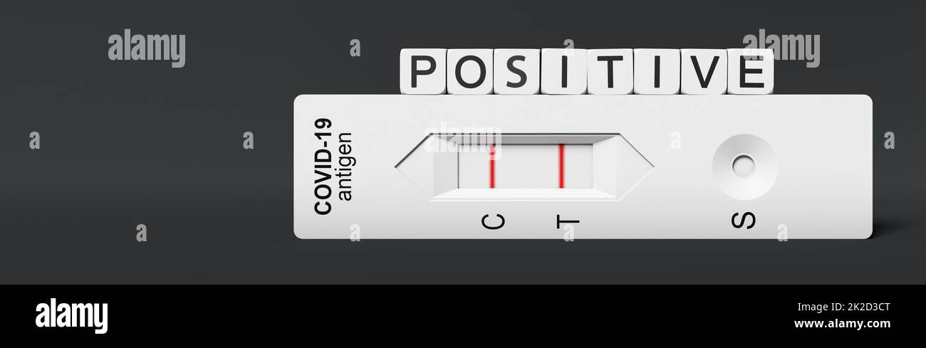 Positive test result by using rapid test device for COVID-19. 3d ...