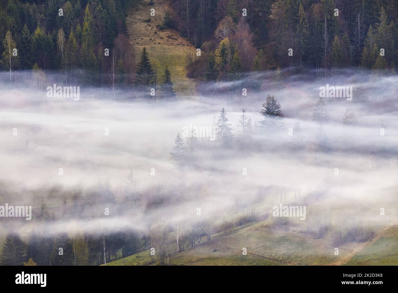 Sunrise with fog on mountains hi-res stock photography and images - Alamy
