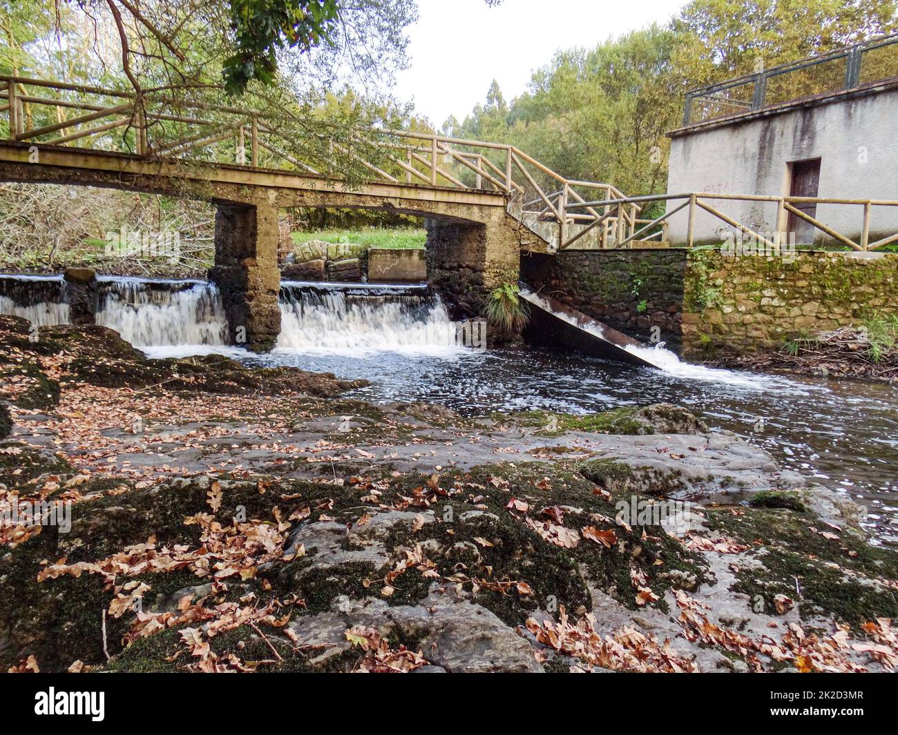 Bridge over a river in Galicia Stock Photo - Alamy