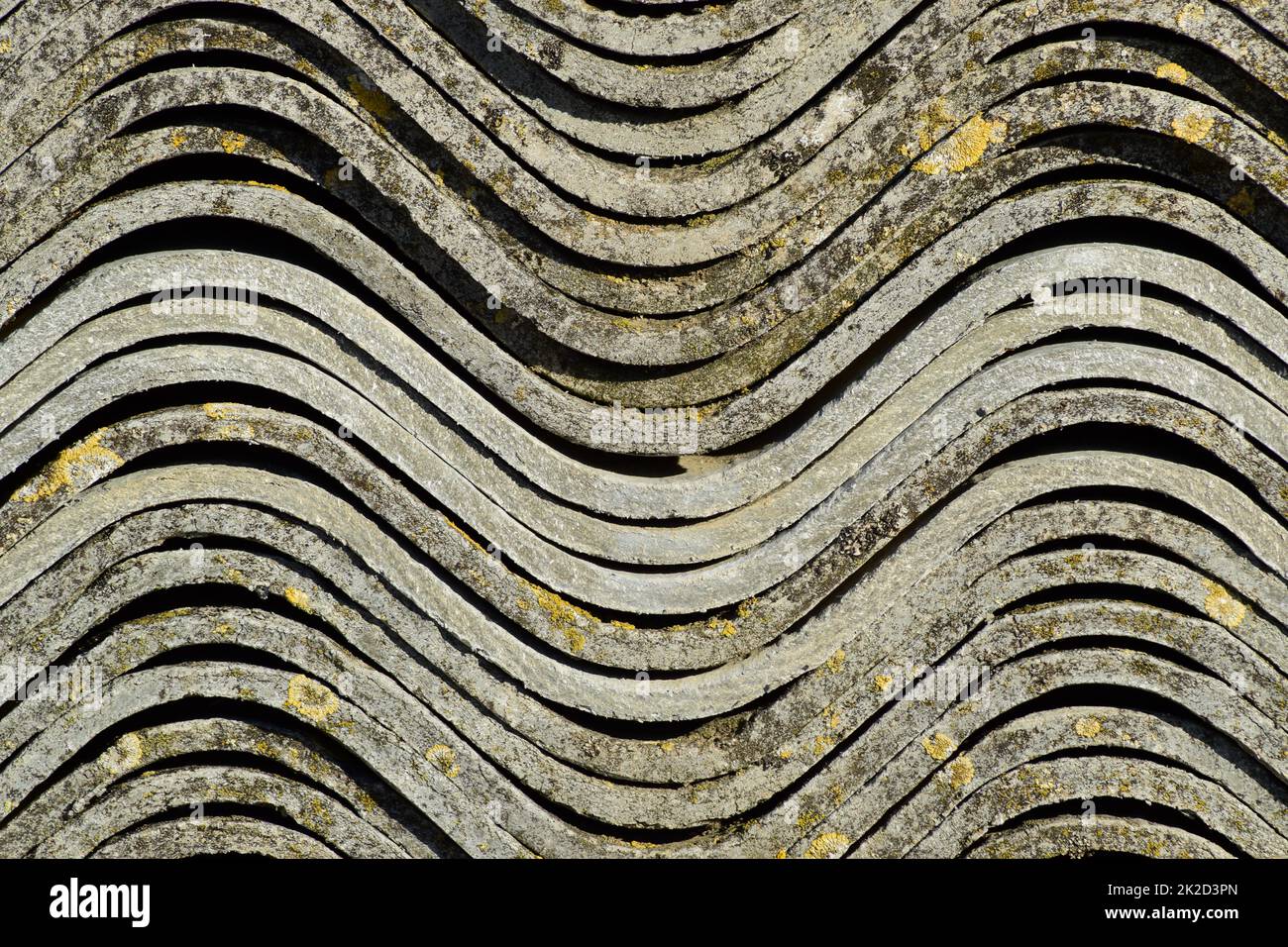 Corrugated slate lies in a pile, side view background texture of slate ...