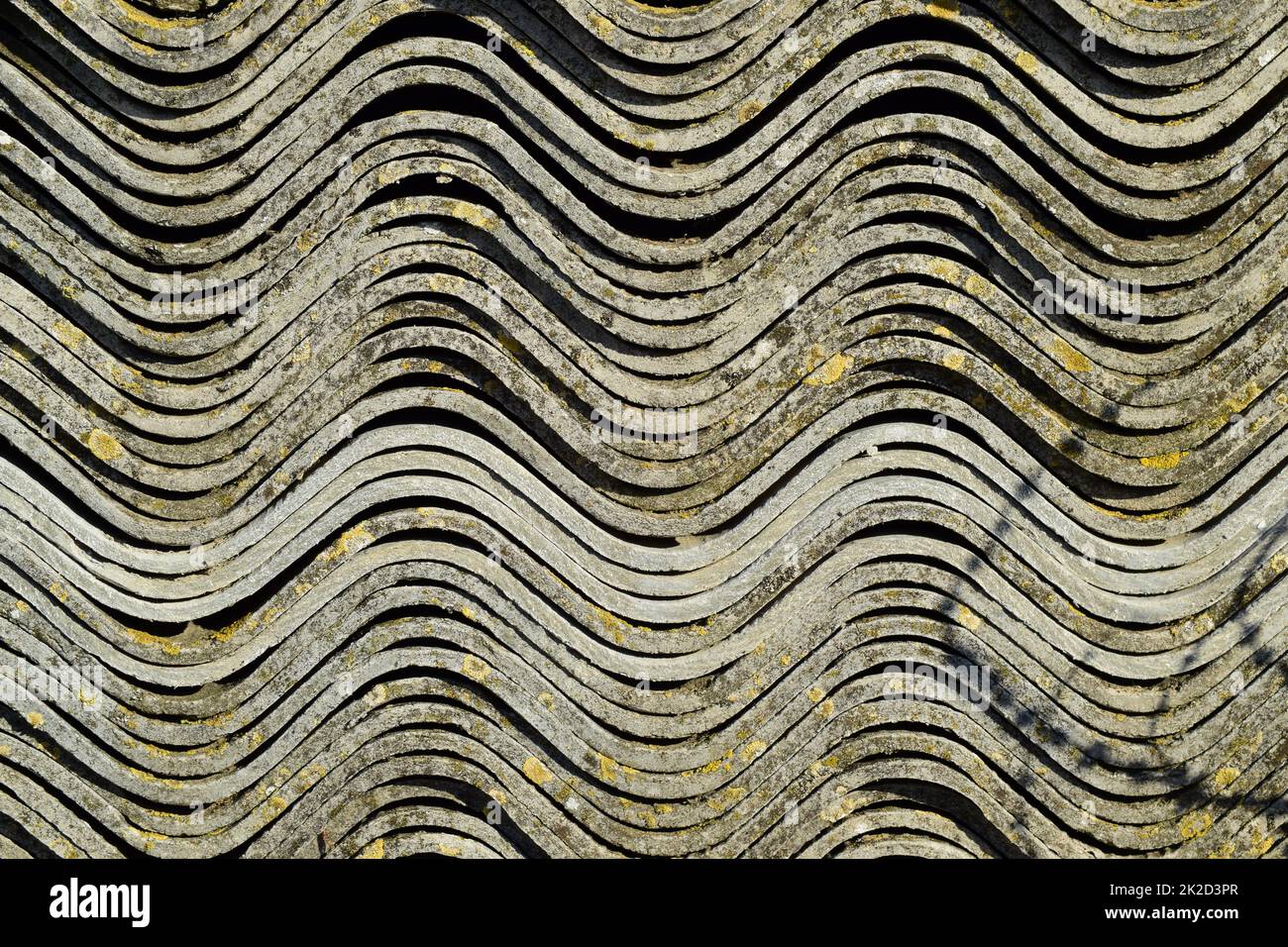Corrugated slate lies in a pile, side view background texture of slate ...