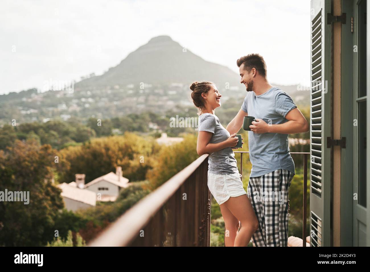 This is how we spend our weekends. Shot of an affectionate young couple ...