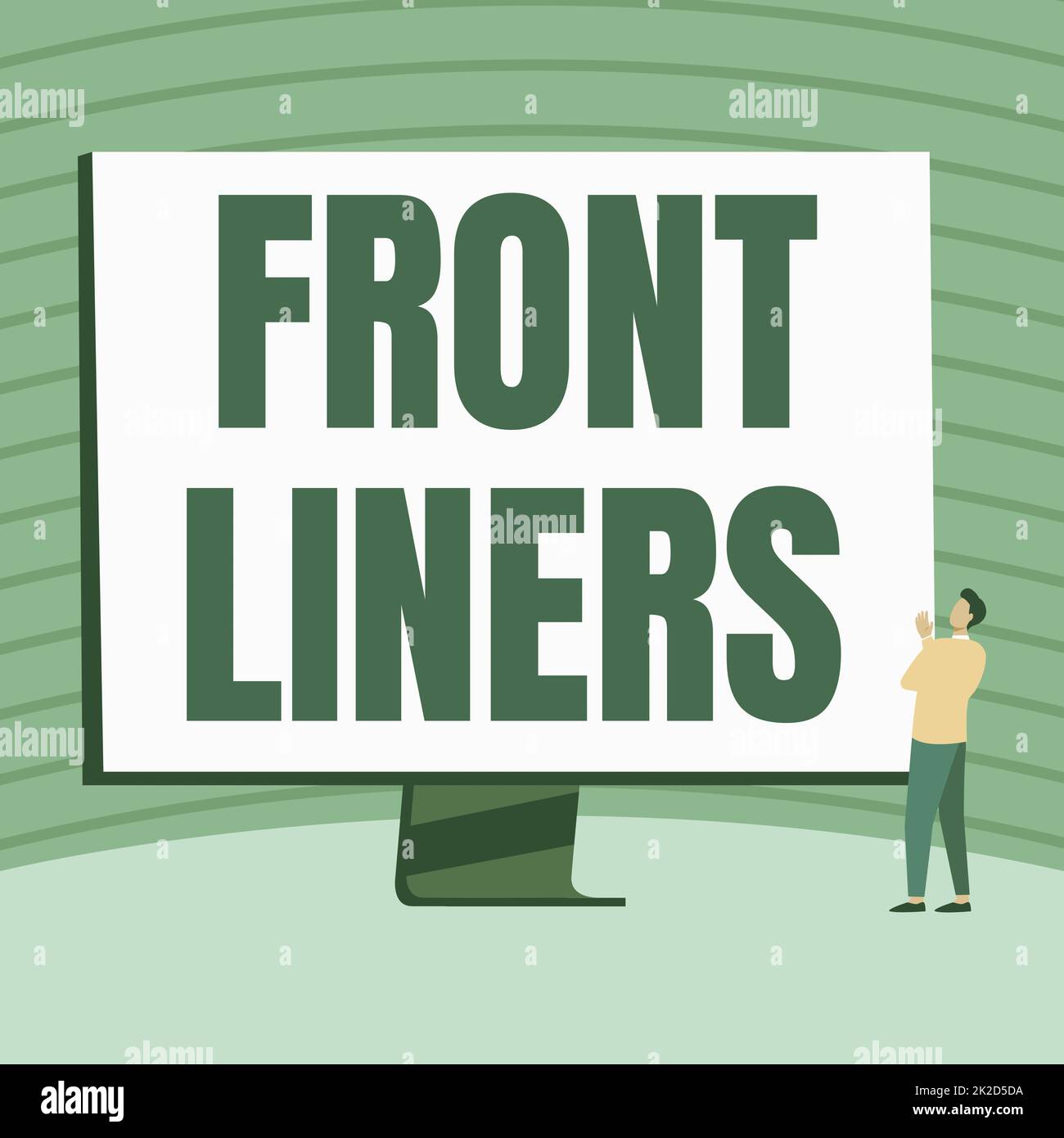 Hand writing sign Frontliners. Business idea most important or ...