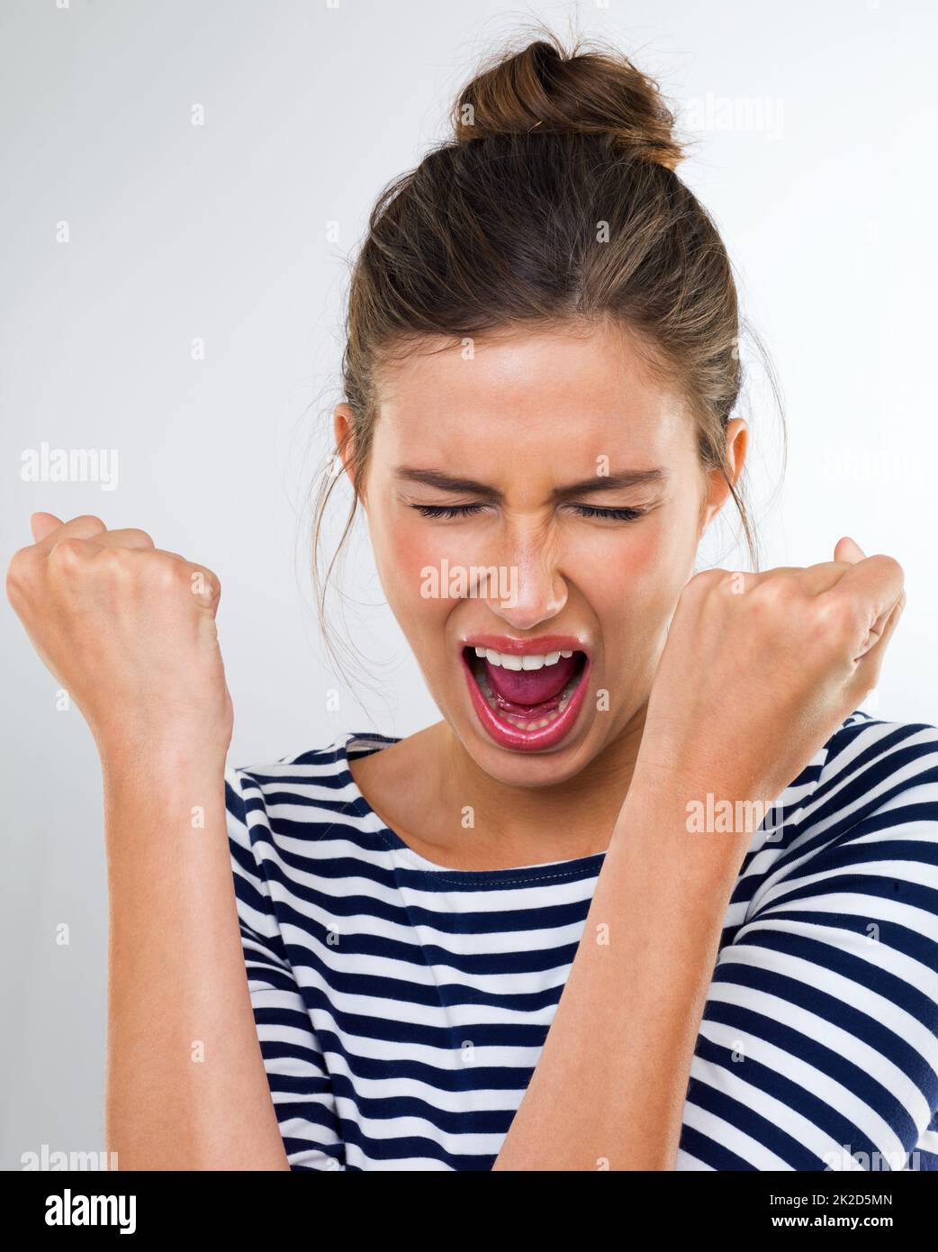 Closeup victory woman face hi-res stock photography and images - Alamy