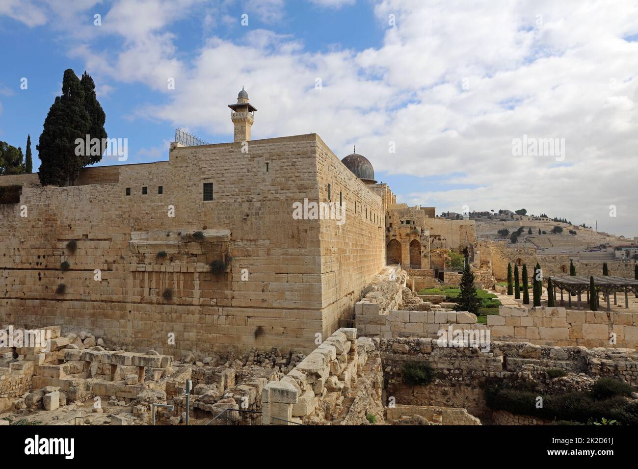 Jerusalem old town with Al-Aqsa Mosque and Temple Mount. Israel Stock ...