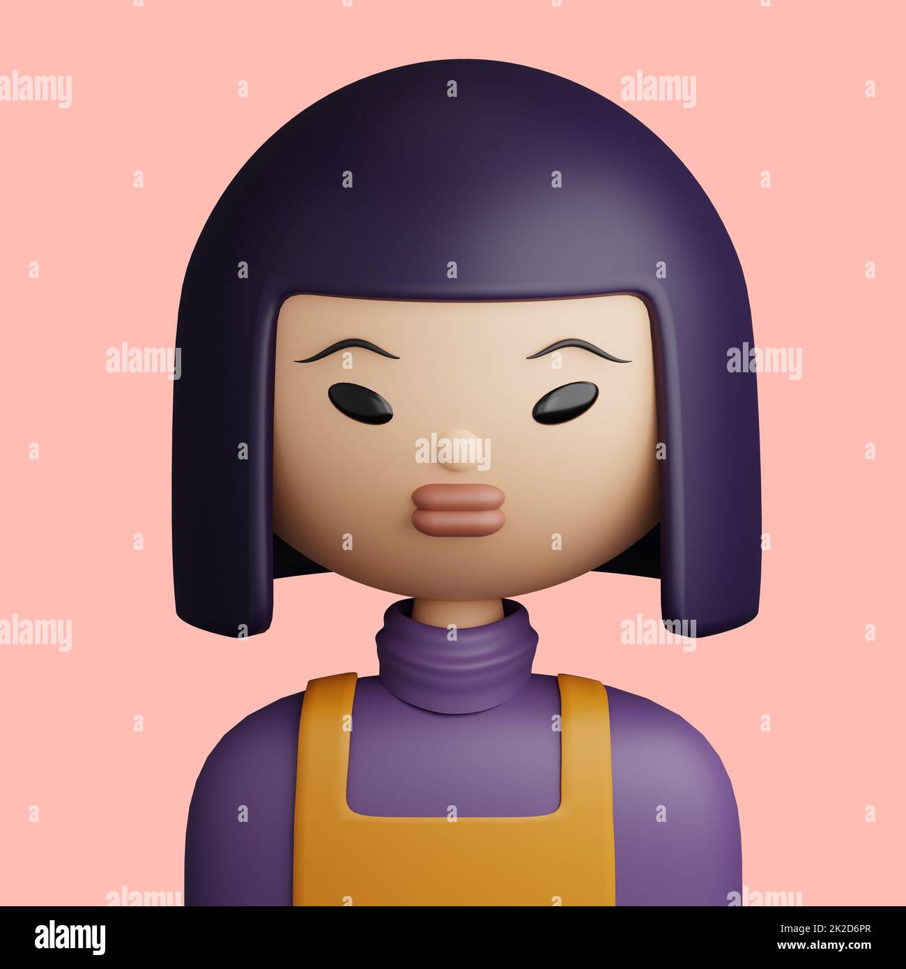 3D cartoon avatar of young asian woman Stock Photo - Alamy