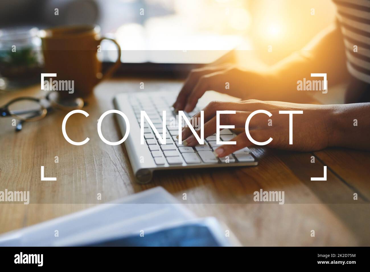Shes connected. Cropped shot of an unrecognizable businesswoman typing ...