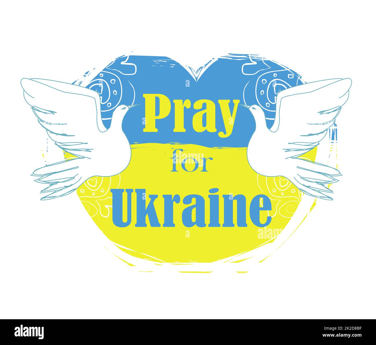 Symbol of peace, dove bird on the background of the flag of Ukraine ...