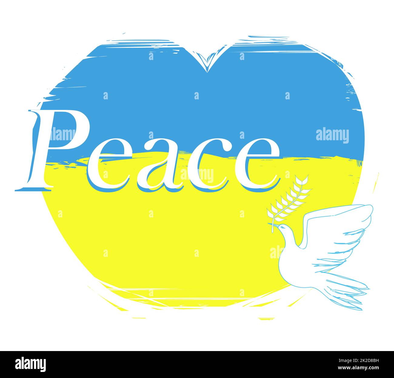 Symbol of peace, dove bird on the background of the flag of Ukraine ...