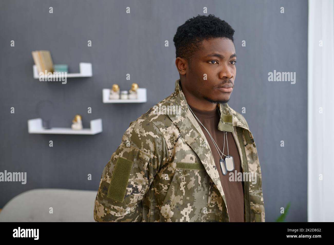 War veteran looking out window Stock Photo - Alamy