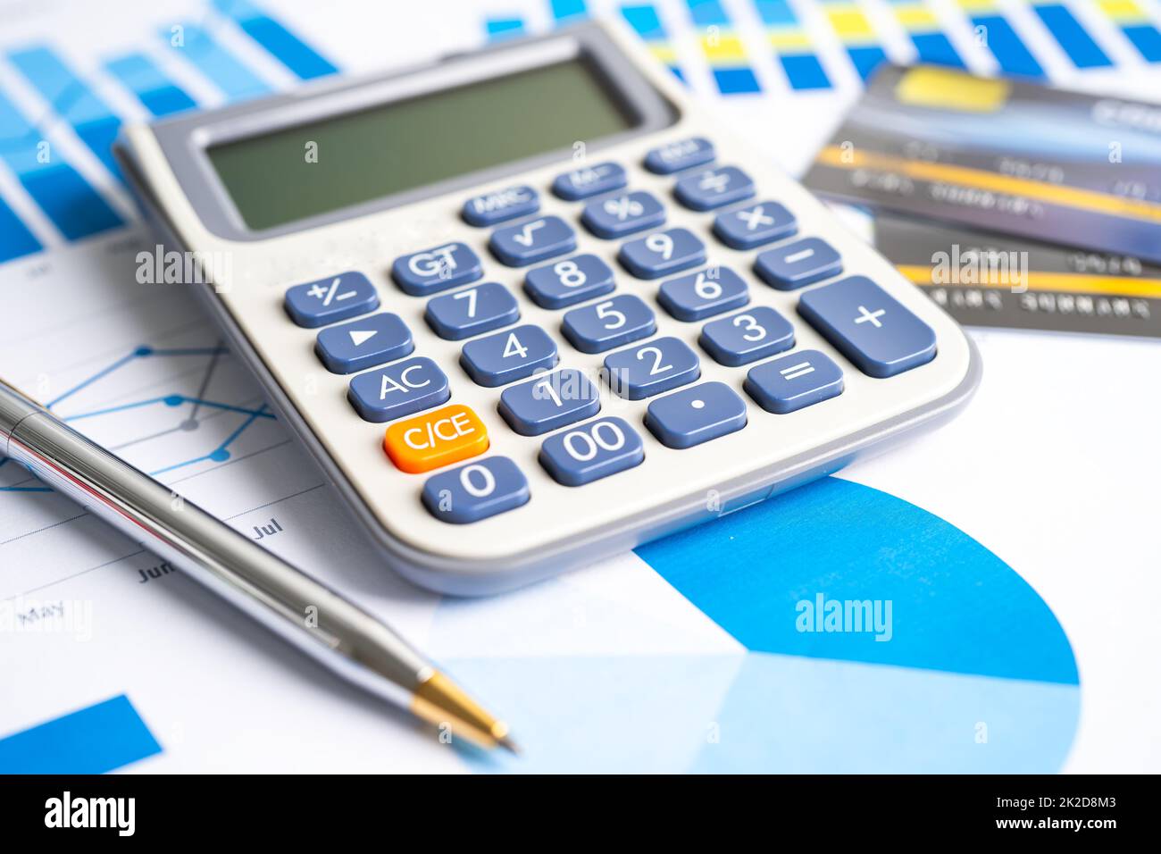 Calculator on graph paper. Finance development, Banking Account ...