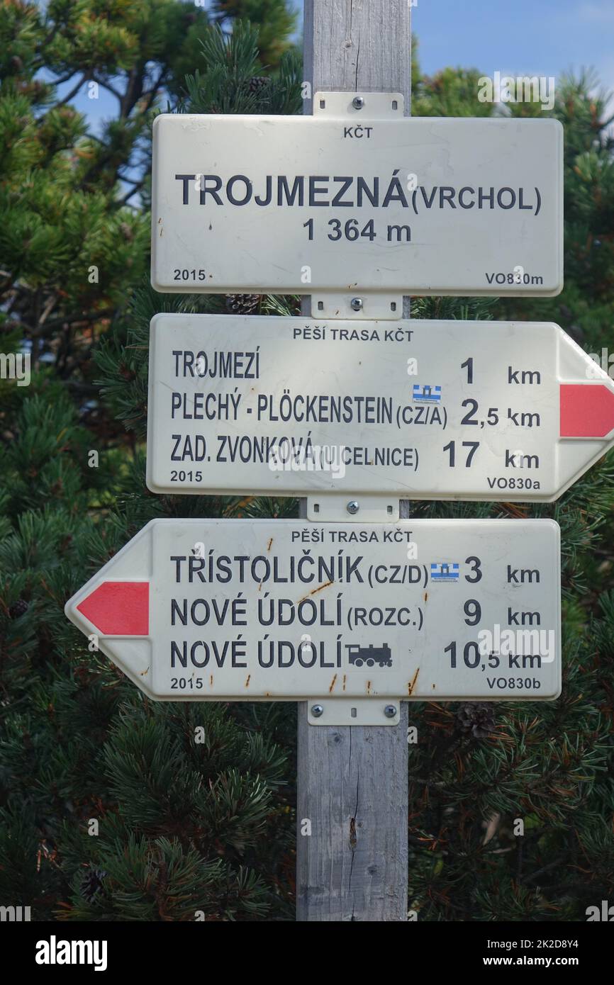Tschechien, Nationalpark Sumava, Sumava, signpost Stock Photo - Alamy