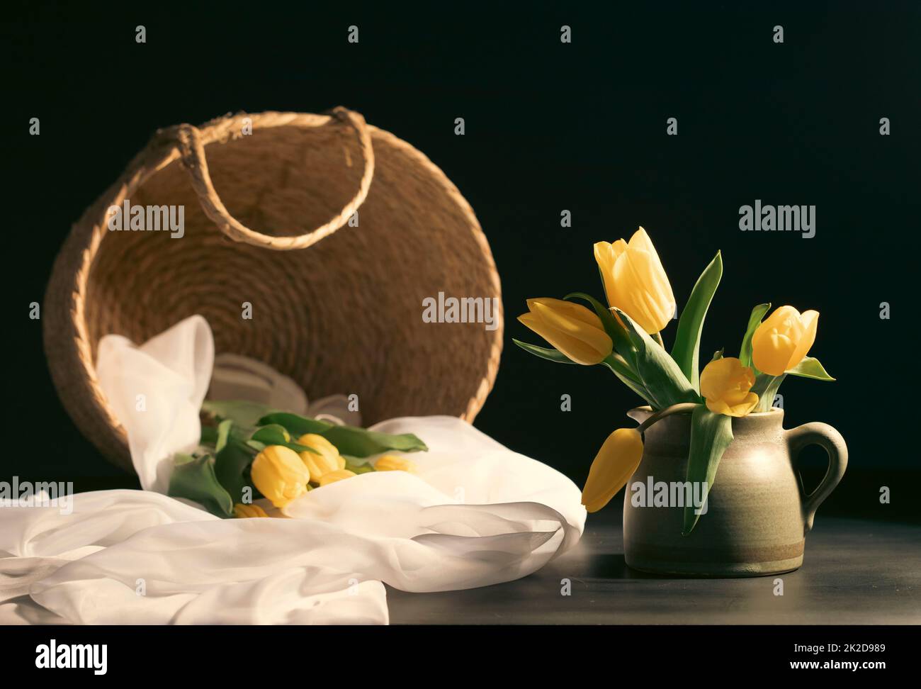 Still life with yellow tulip flower bouquet Stock Photo - Alamy