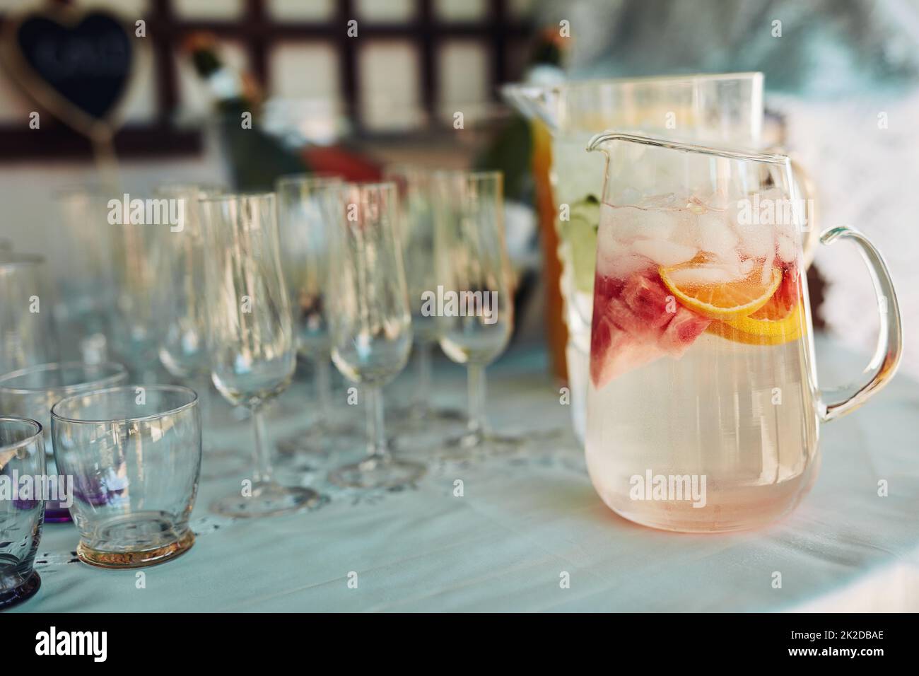 The type of drink that will refresh you. Shot of beverages on a table ...