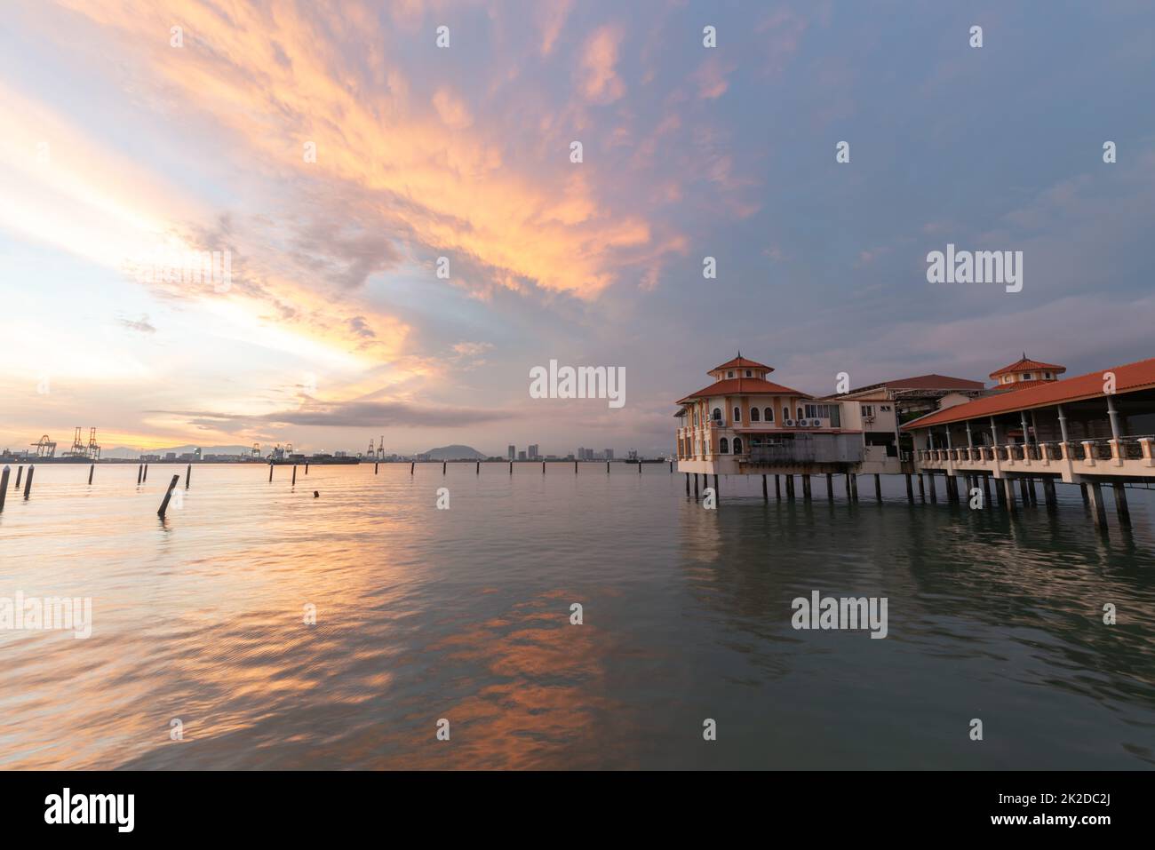 Church Street Pier in dramatic sunrise Stock Photo - Alamy