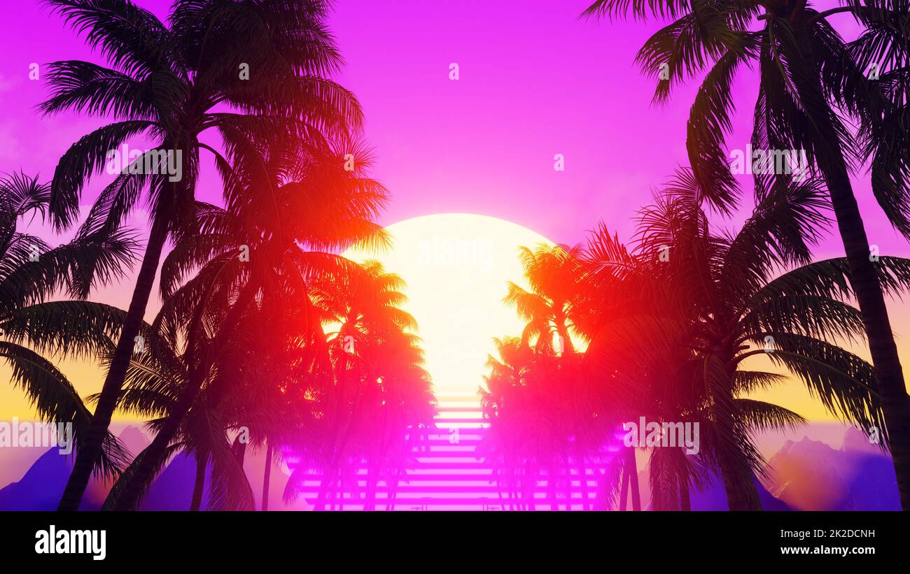 3D illustration Background for advertising and wallpaper in 80s retro ...