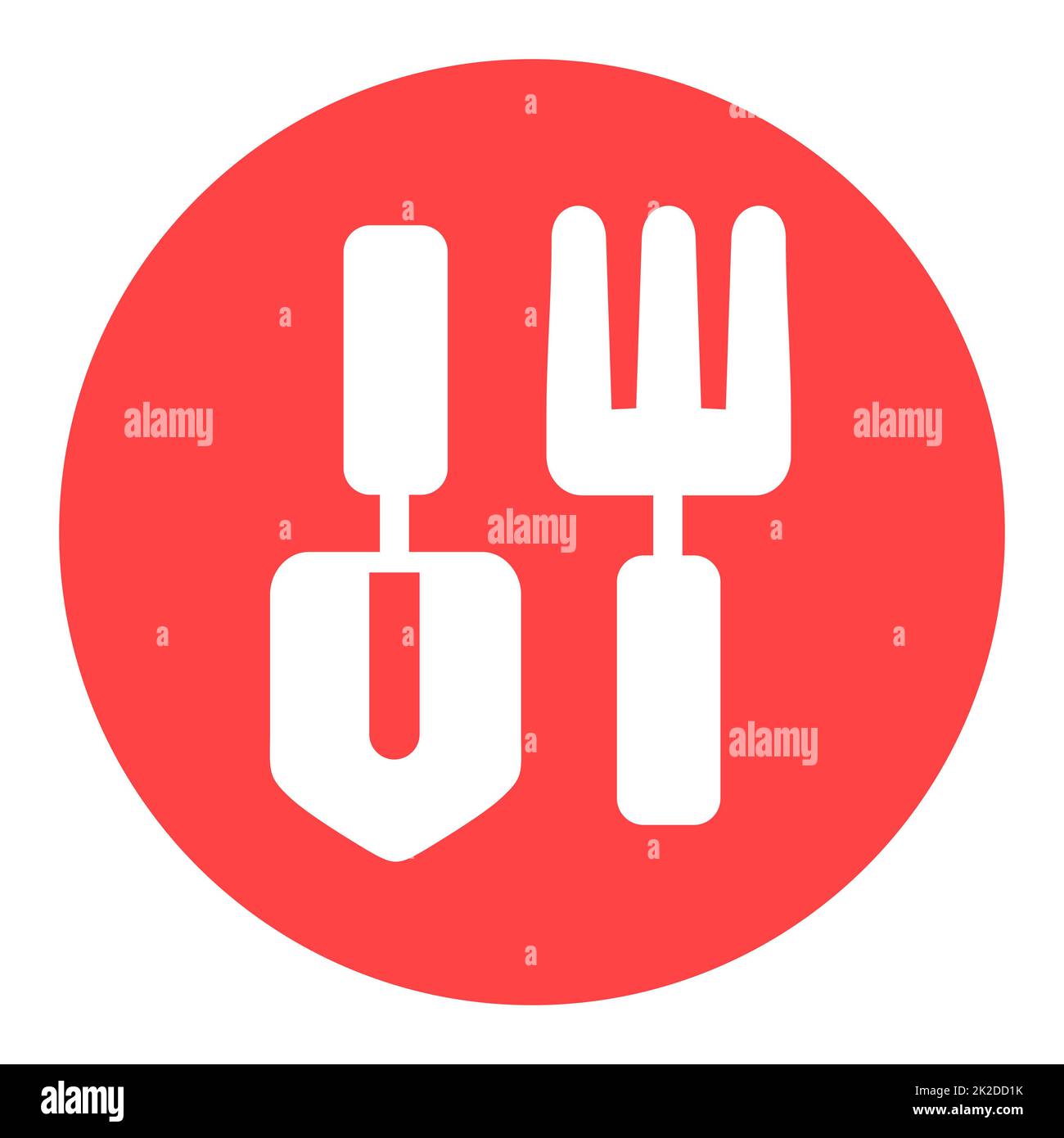 Gardening tools set icon. Shovel, pitchfork, rake Stock Photo - Alamy